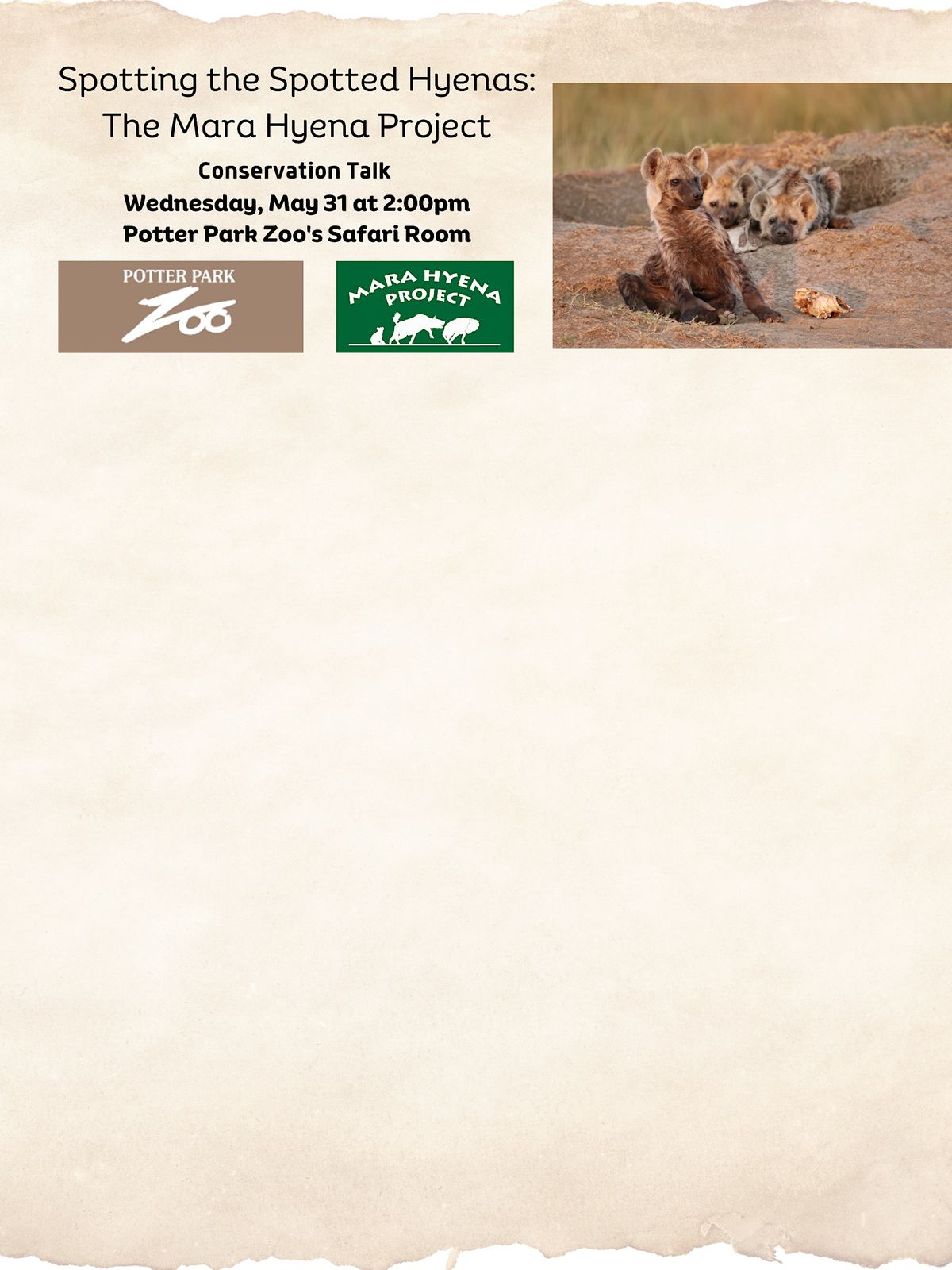 Spotting the Spotted Hyenas: The Mara Hyena Project, Potter Park Zoo ...