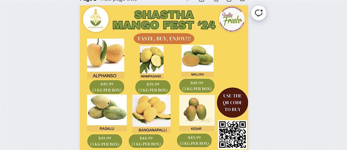 Shastha Mango Fest 24 on Saturday, April 20th at 10 AM - 1 PM, Shastha ...