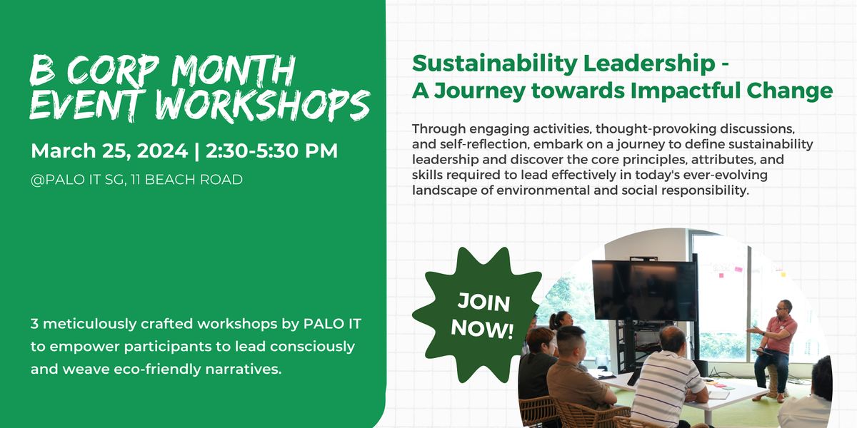 Sustainability Leadership Workshop, 11 Beach Rd, #06 01, Singapore, 25 ...