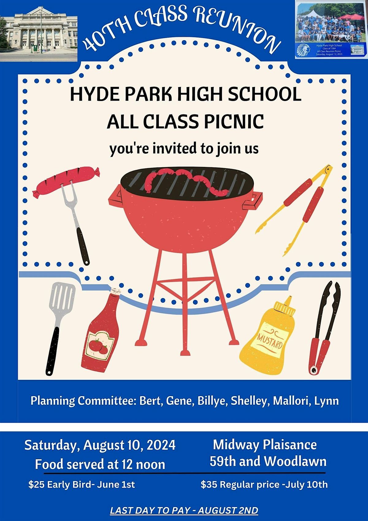 40th Class Reunion @ HPCA All Class Alumni Picnic, Midway Plaisance Park, Chicago, 10 August ...