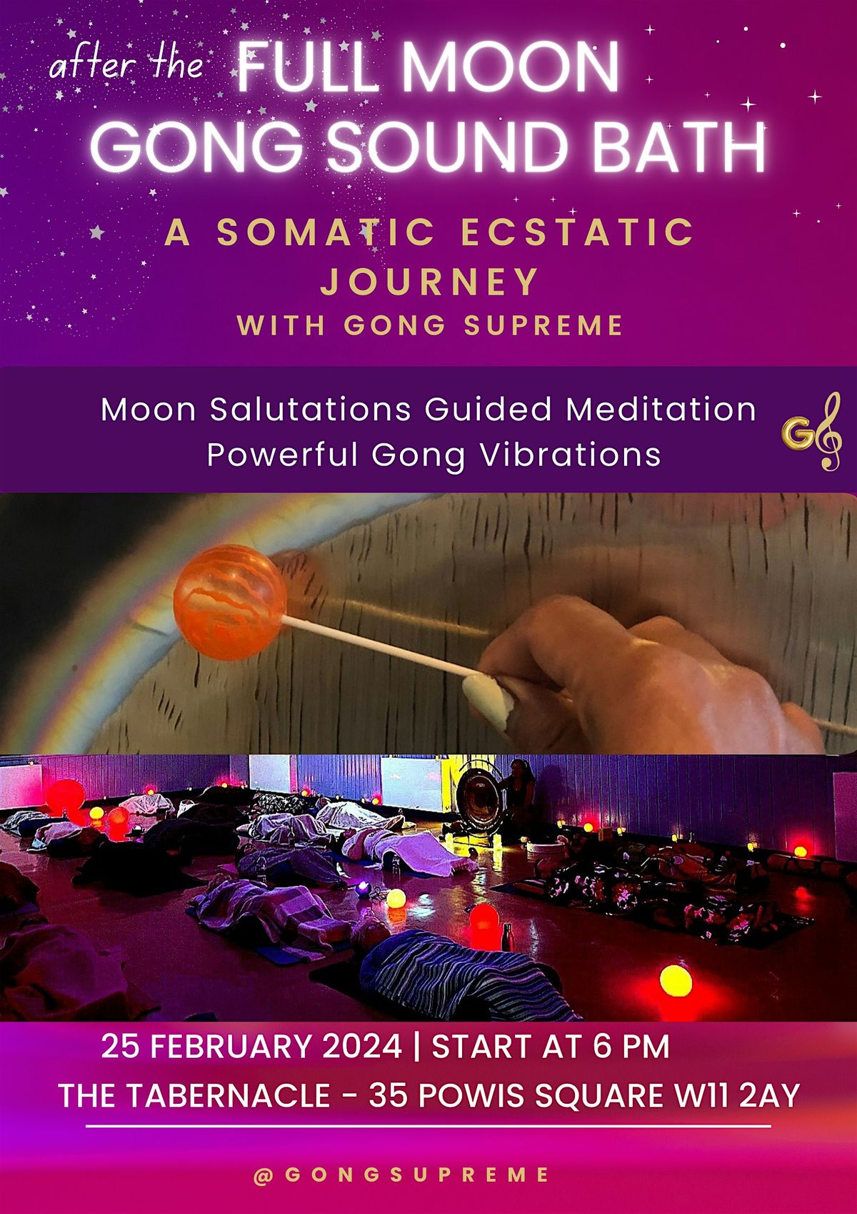 Gong Sound Bath - Full Moon Gong, The Tabernacle, London, 25 February ...