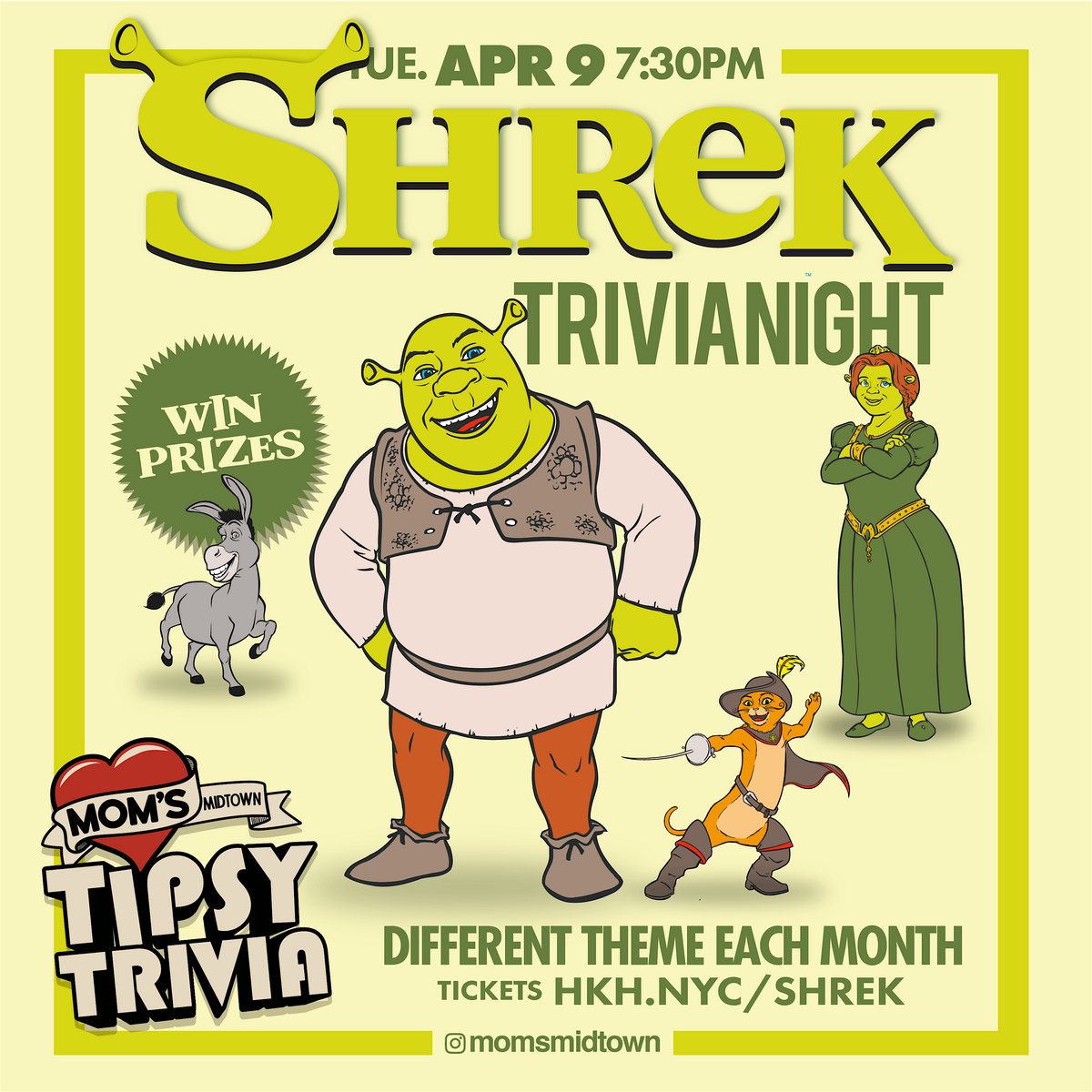 MOMS TIPSY TRIVIA: SHREK, Mom's Kitchen and Bar, New York, 9 April 2024 ...