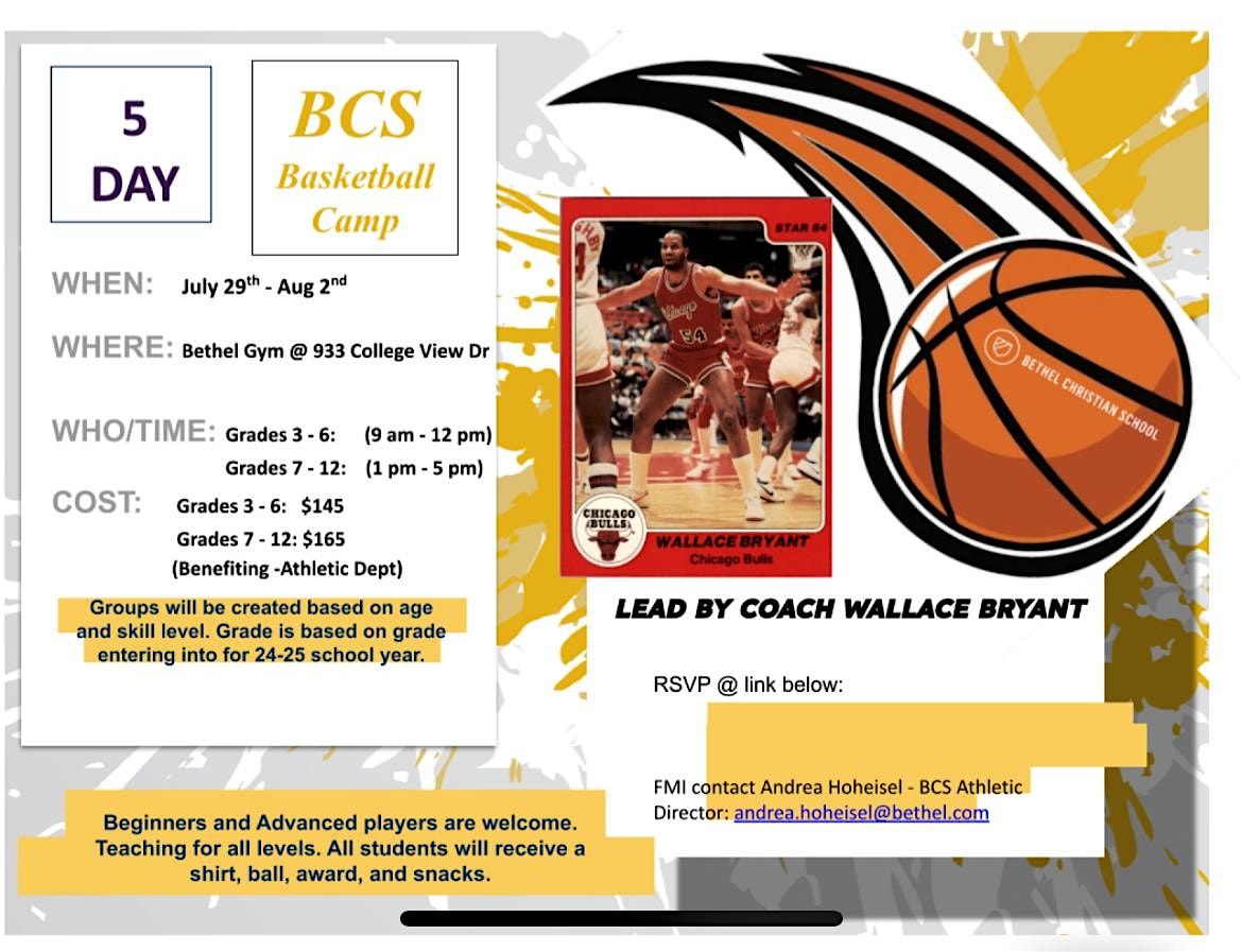 BCS 3rd-6th Grade Co-ed Basketball Camp, Bethel Church Redding, 29 July ...