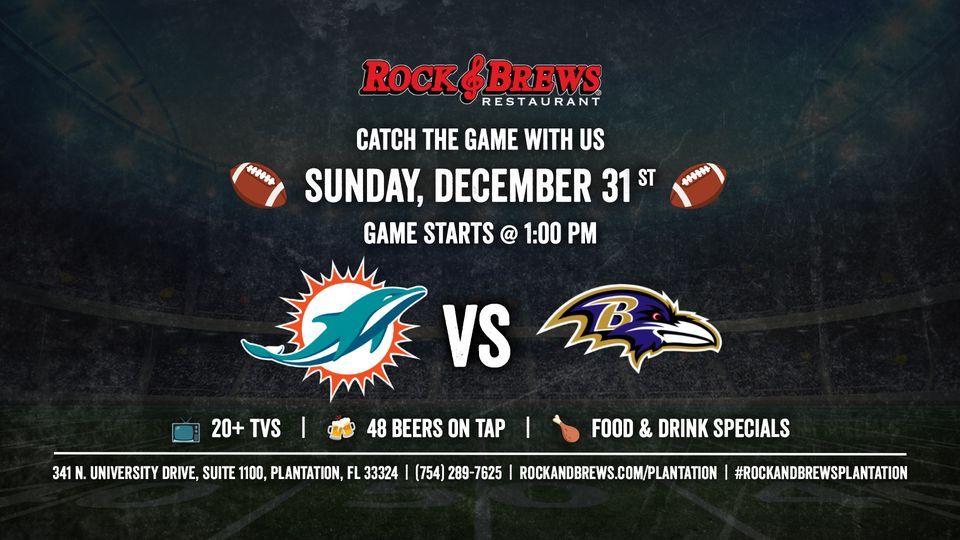 Game Day Watch Party: Miami Dolphins vs. Baltimore Ravens, Rock & Brews ...