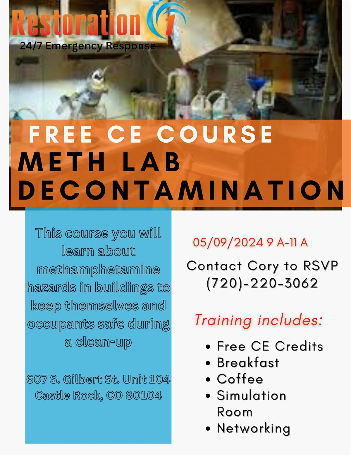 Meth Decontamination CE Course, 607 S Gilbert St, Castle Rock, 9 May ...