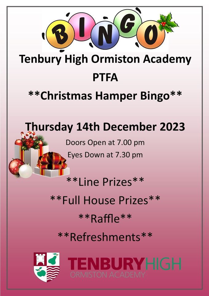 Tenbury High PTFA Christmas Bingo , Tenbury High Ormiston Academy ...