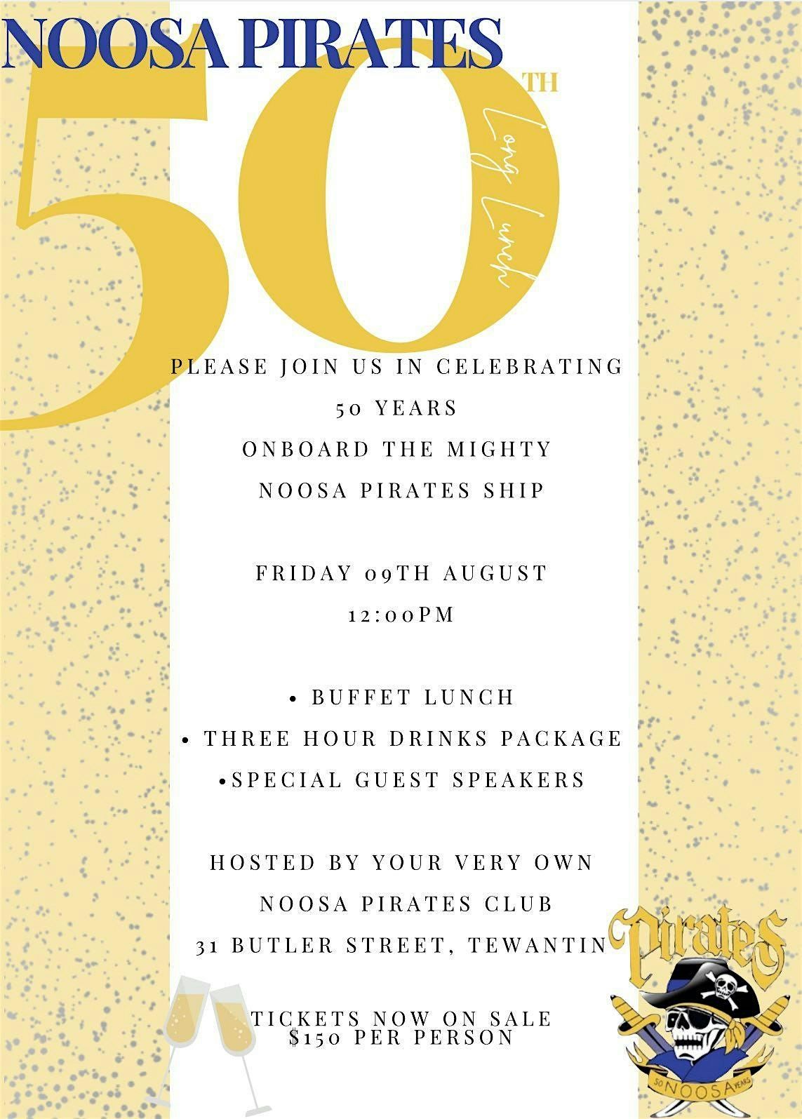 Noosa Pirates - 50th Anniversary - Long Lunch, Noosa Pirates Rugby ...