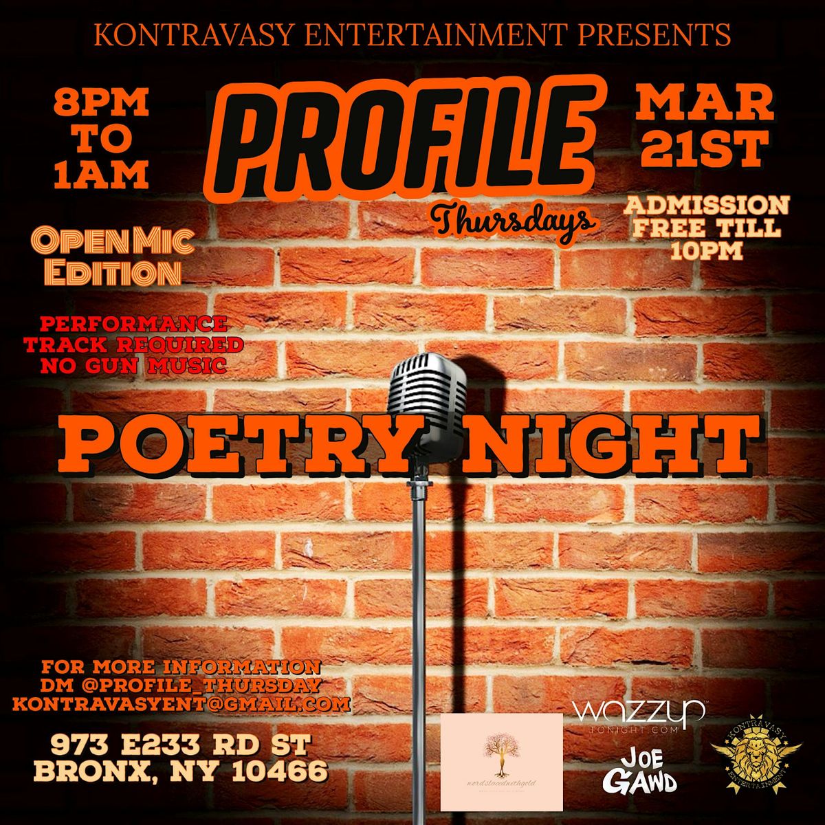 Profile Thursday Poetry Night, Strawberry Events, The Bronx, 21 March ...