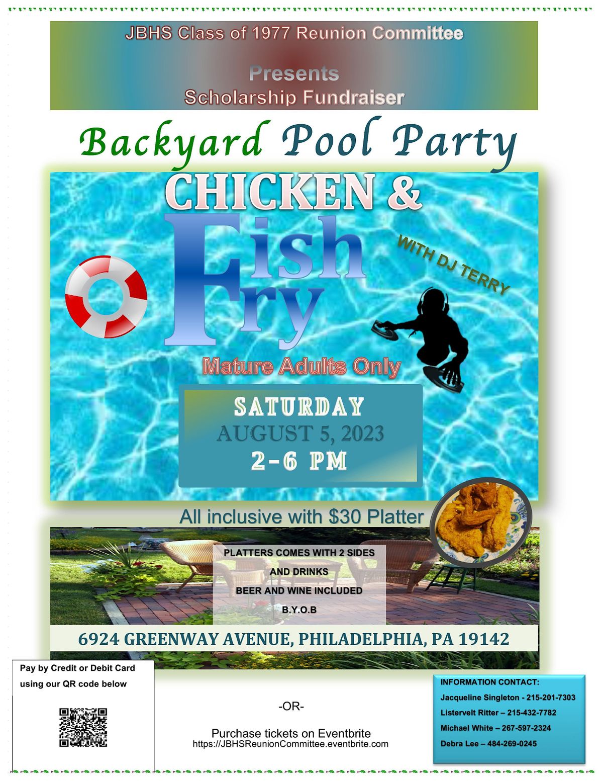 Backyard Pool Party/Chicken & Fish Fry Fundraiser, 6924 Greenway Ave ...