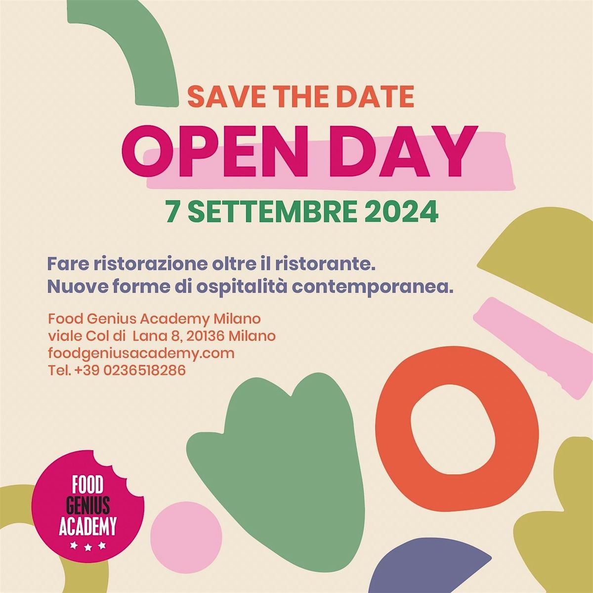 Open Day FGA: sabato 7 Settembre 2024, Food Genius Academy, Milano, 7 ...
