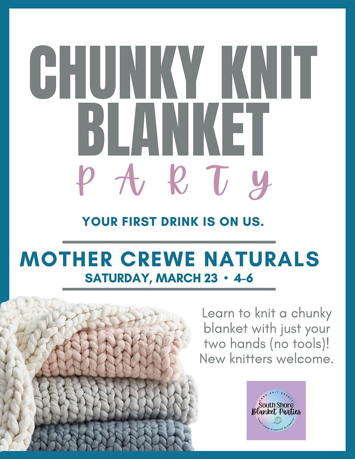 Chunky Knit Blanket Party - Mother Crewe Naturals 3/23, Mother Crewe ...