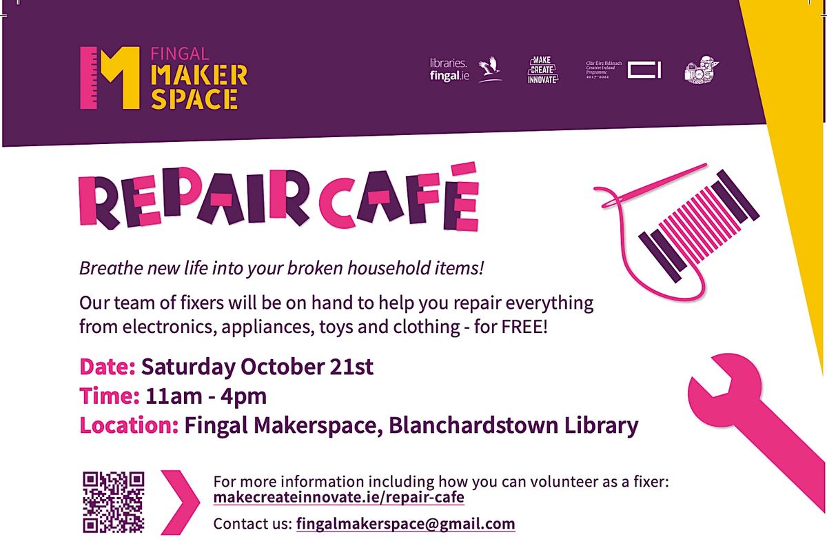 Fingal Makerspace Repair Cafe - All Ages, Fingal Makerspace ...