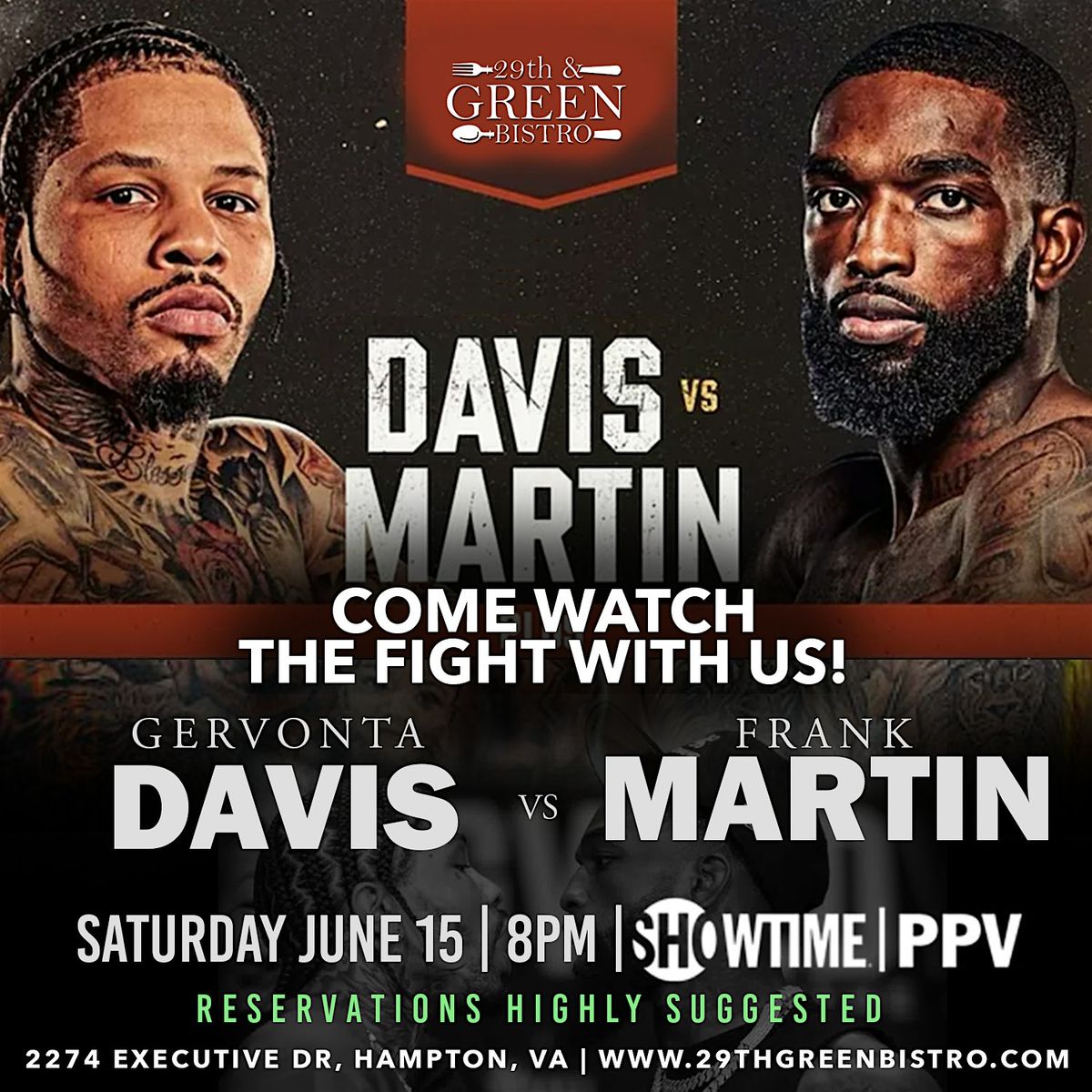 Davis vs Martin - Fight Night, 29th and Green Bistro, Hampton, 15 June 2024 | AllEvents