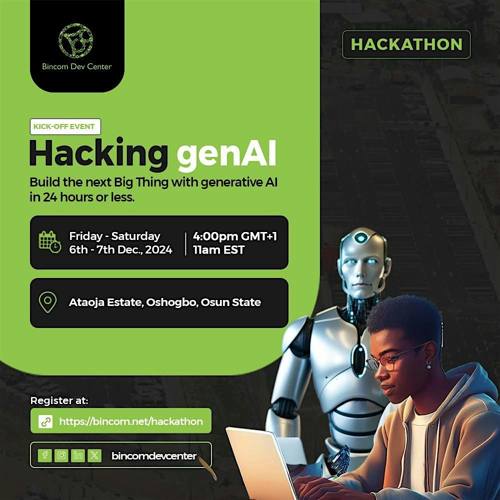 Hacking genAI - Bincom Hackathon Dec 2024 - Oshogbo Physical Kick-off Event, Ataoja Estate ...