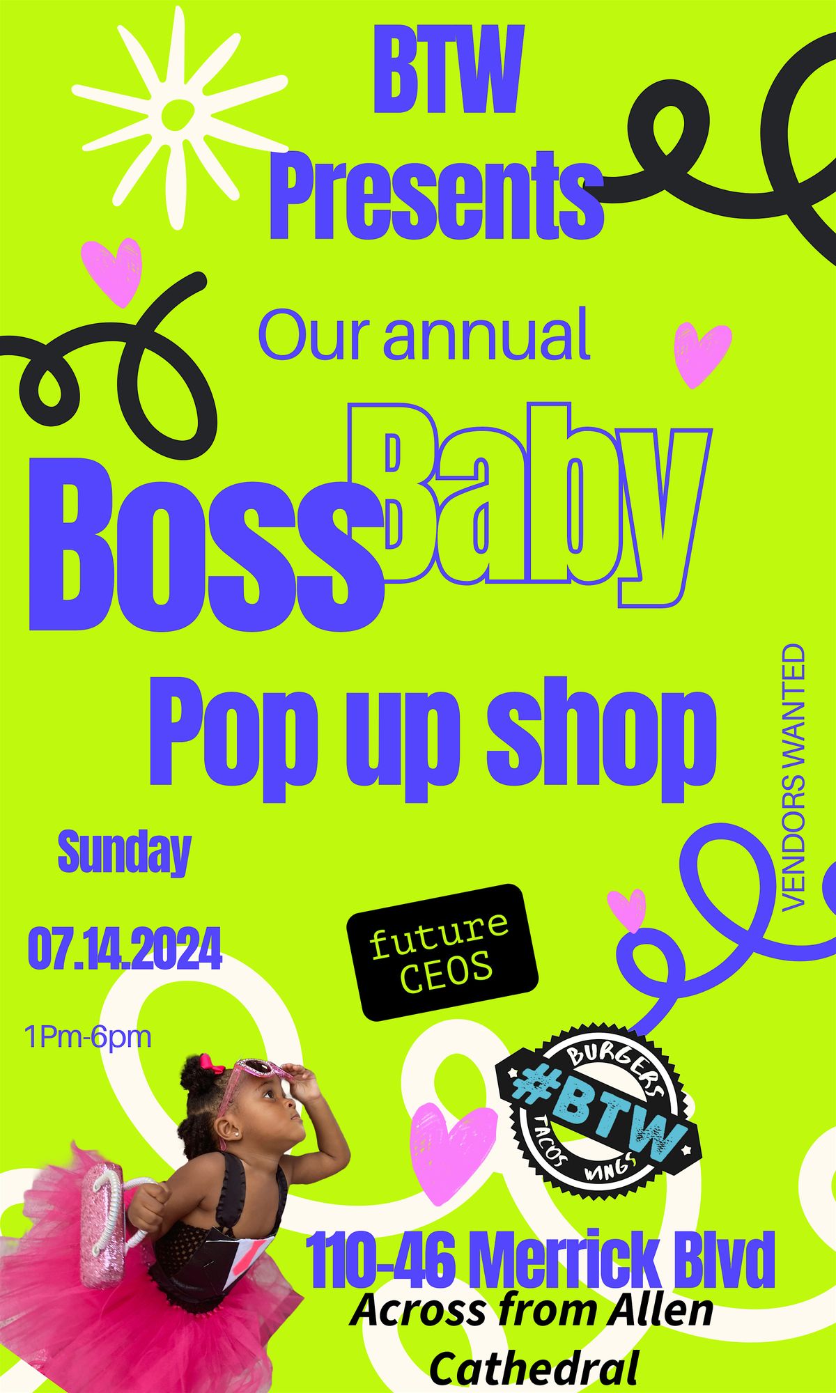 Boss Baby Pop up shop, Burgers Tacos Wings & Seafood, Merrick Boulevard ...