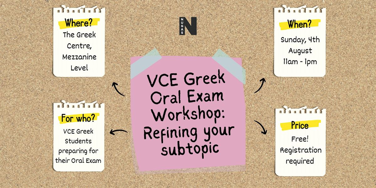 VCE Greek Oral Exam Workshop: Refining Your Subtopic, Greek Community ...