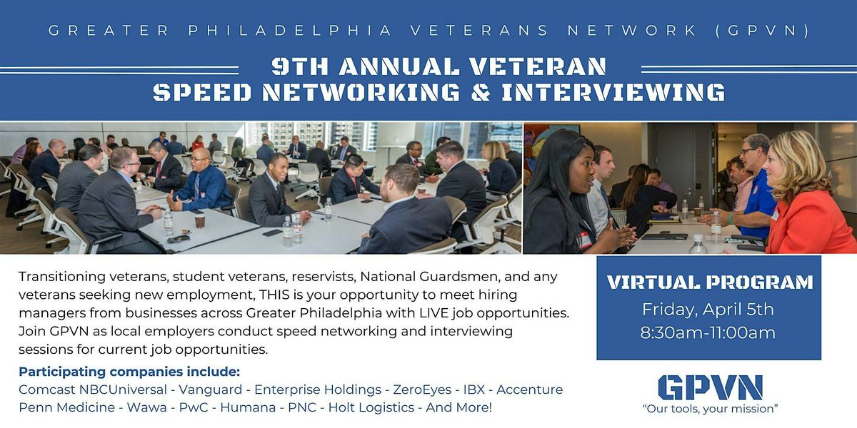 9th Annual Veteran Speed Networking and Interviewing, April 5 2024 ...