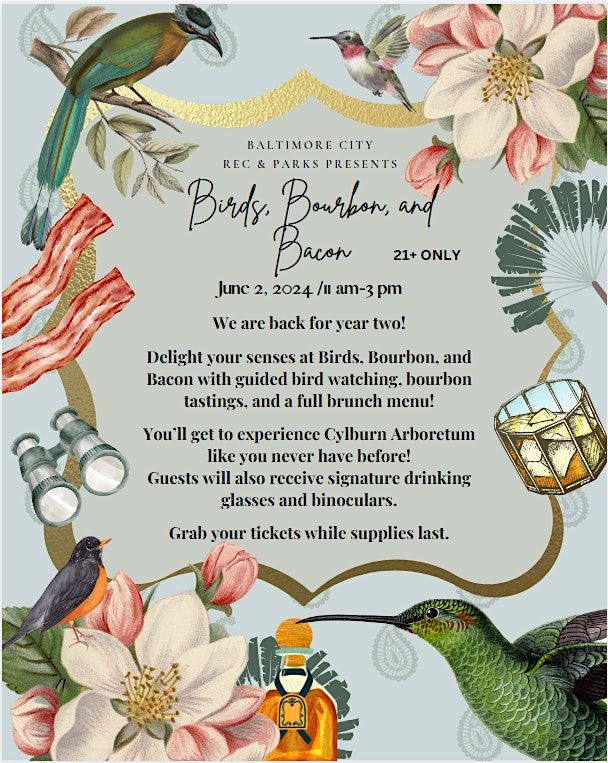 Birds, Bourbon, and Bacon, Vollmer Center, Baltimore, 2 June 2024 | AllEvents