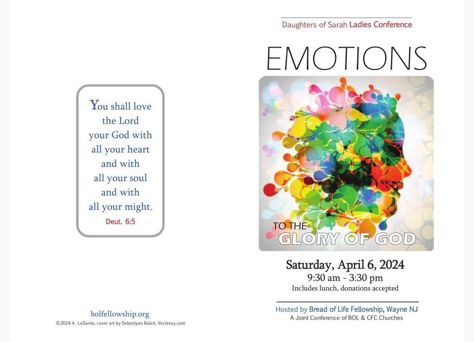 EMOTIONS: Ladies’ Conference, 1559 Hamburg Tpke, Wayne, NJ, 6 April ...