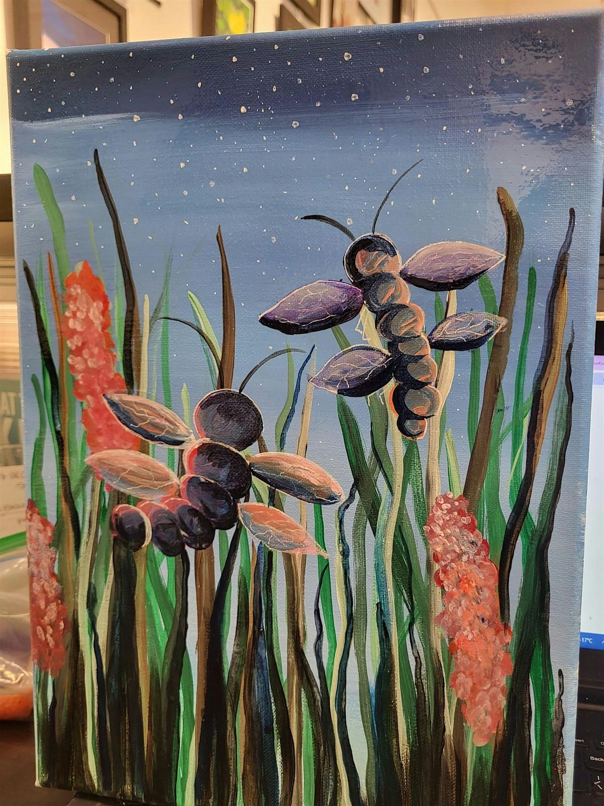 Dragonfly painting class, Paint ur Art Out gallery, Calgary, 24 April ...