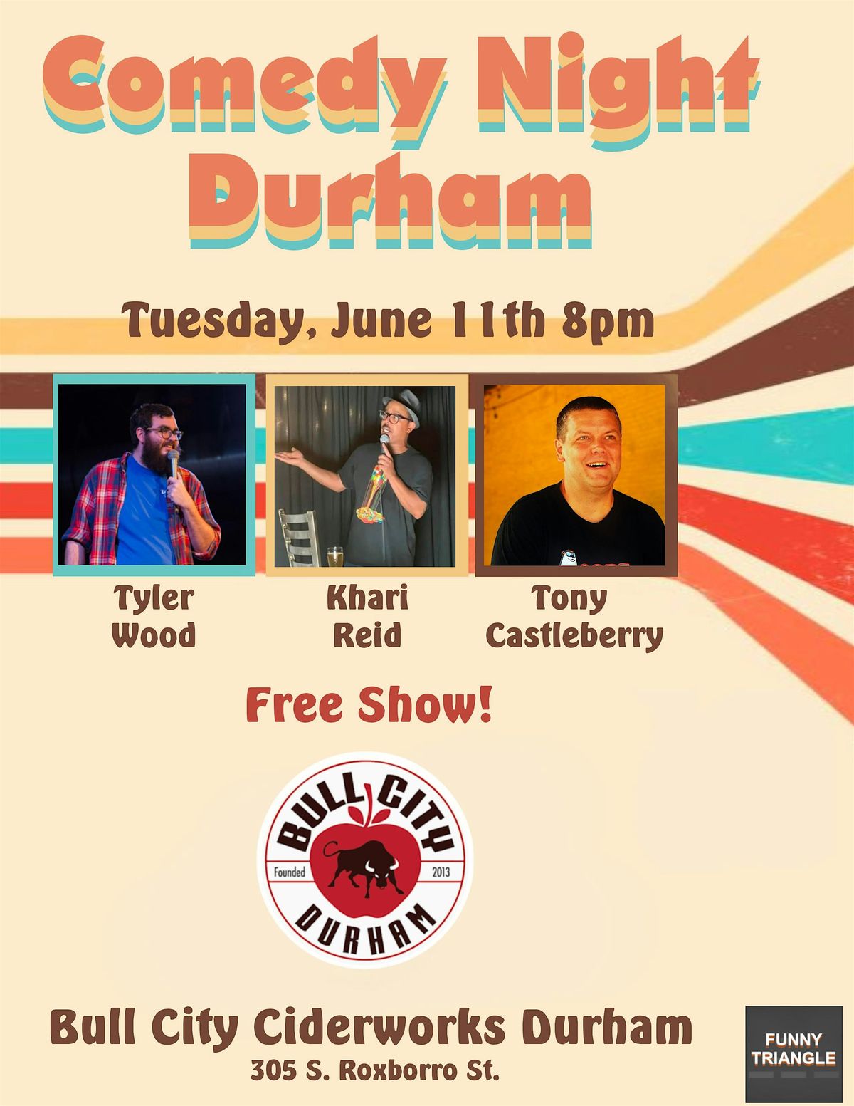 Comedy Night Durham @ The Bull City Ciderworks in Durham., Bull City ...
