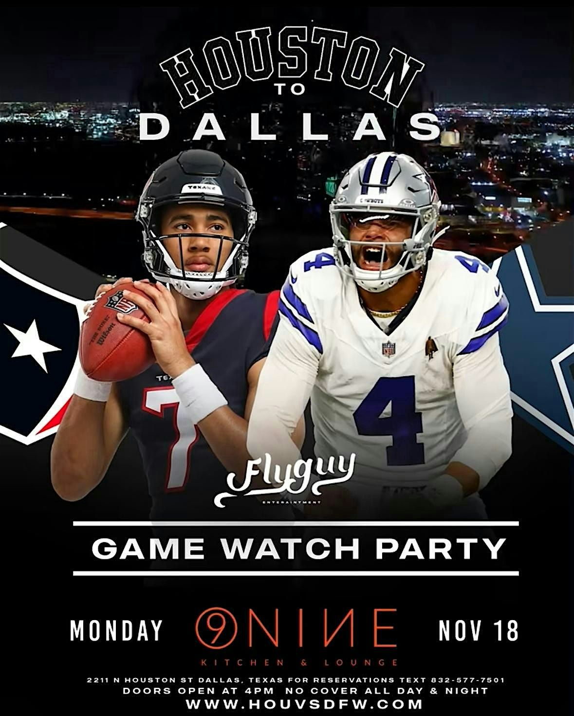 Houston vs Dallas Game Watch Party - Free Tables! Text 832-577-7501 ...
