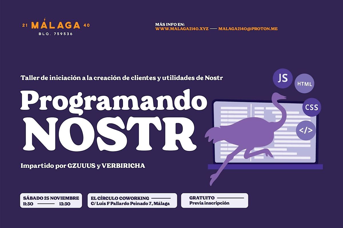 Programando Nostr (Taller iniciación), El Círculo Coworking, Málaga, 25 ...