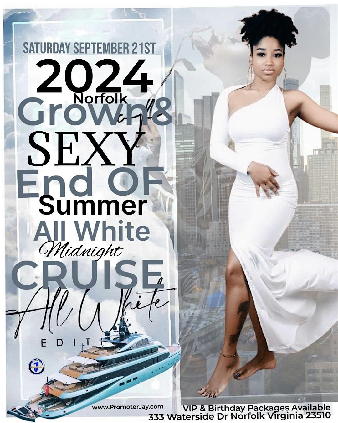 2024 Grown And Sexy End Of Summer All White Midnight Cruise Norfolk The