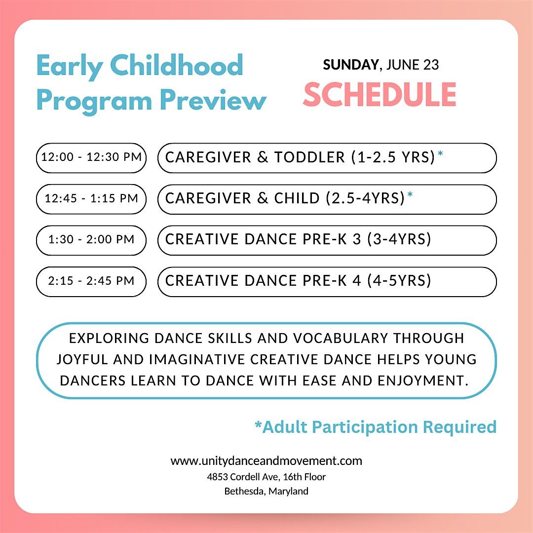 Early Childhood Summer Dance Program Preview, Unity Dance & Movement ...