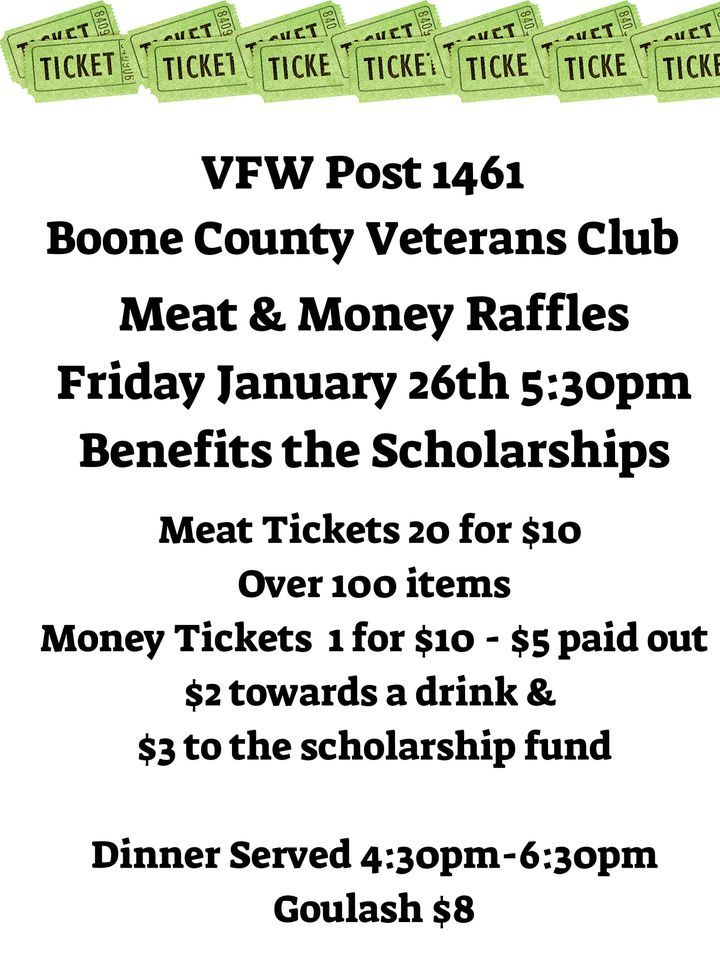 Meat & Money Raffles and Dinner, VFW Post 1461, Belvidere, January 26 ...