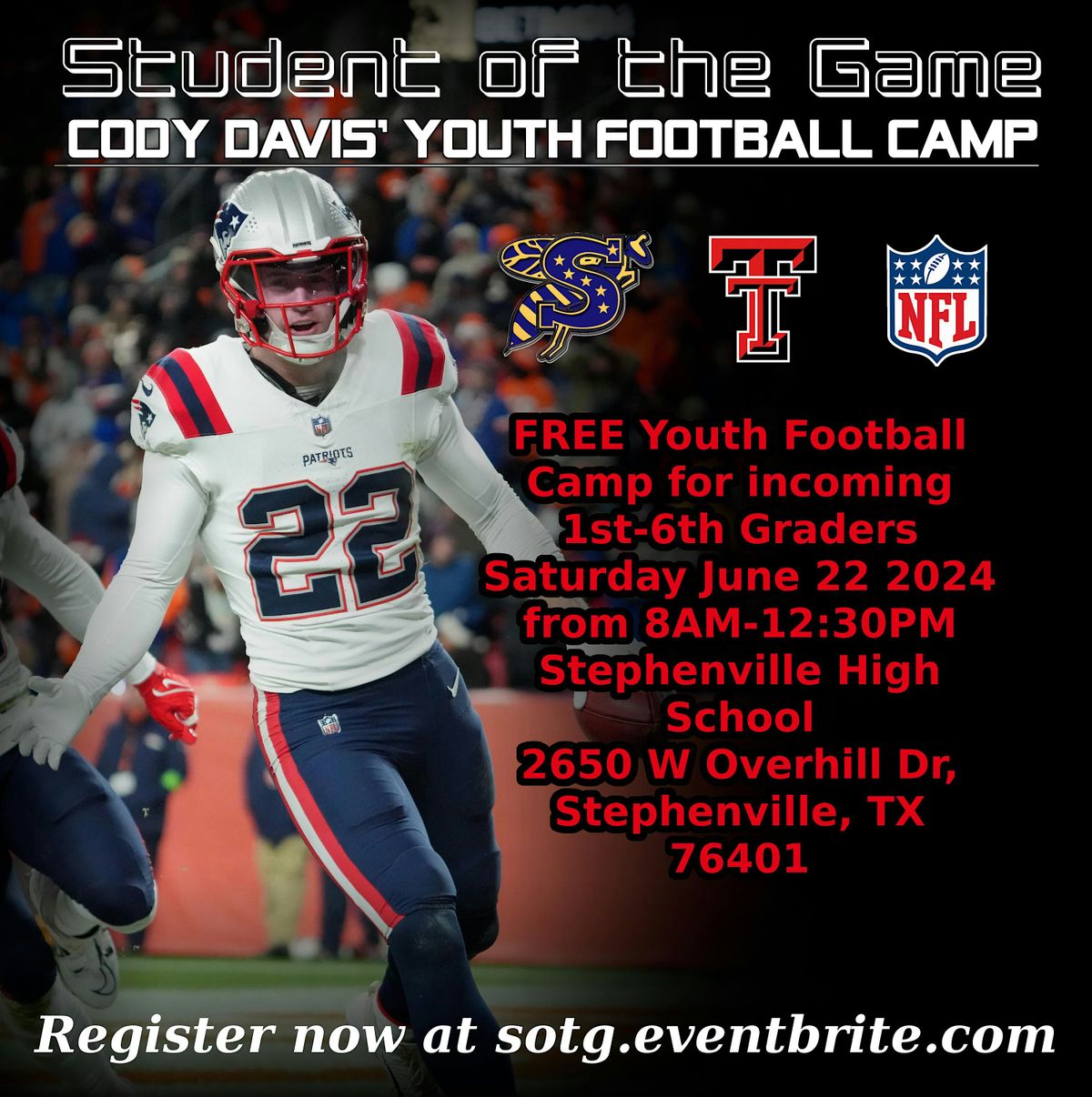Student of the Game: Cody Davis Youth Football Camp 2024, Stephenville ...