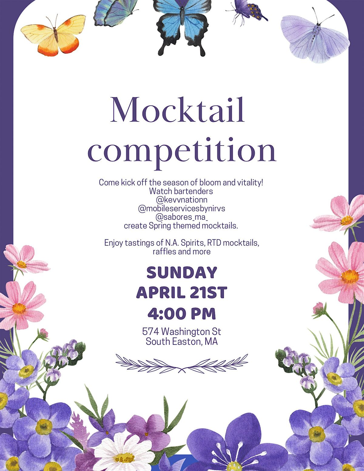 Spring into Mocktails Competition, Beylhau Kitchen, Easton, 21 April ...