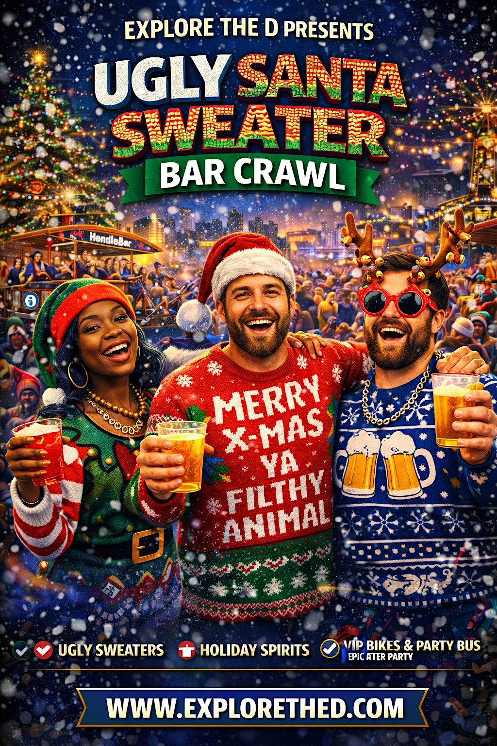 Sleigh the D: Ugly Sweater Bar Crawl, Detroit Shipping Company, 12 ...