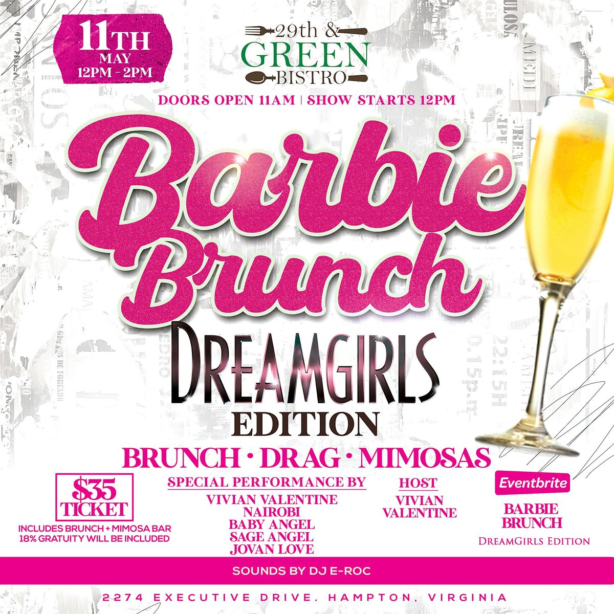 Barbie Brunch - DreamGirls Drag Edition, 29th and Green Bistro, Hampton ...