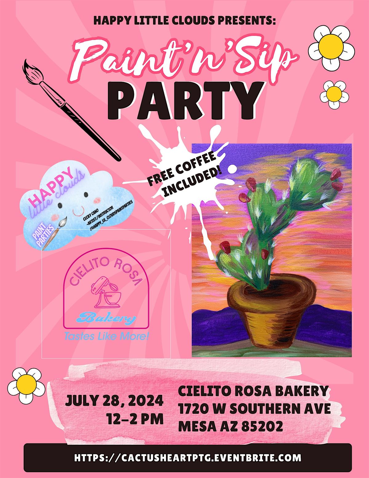 Paint and Sip Heart Cactus at Cielito Rosa Bakery, Cielito Rosa Bakery ...