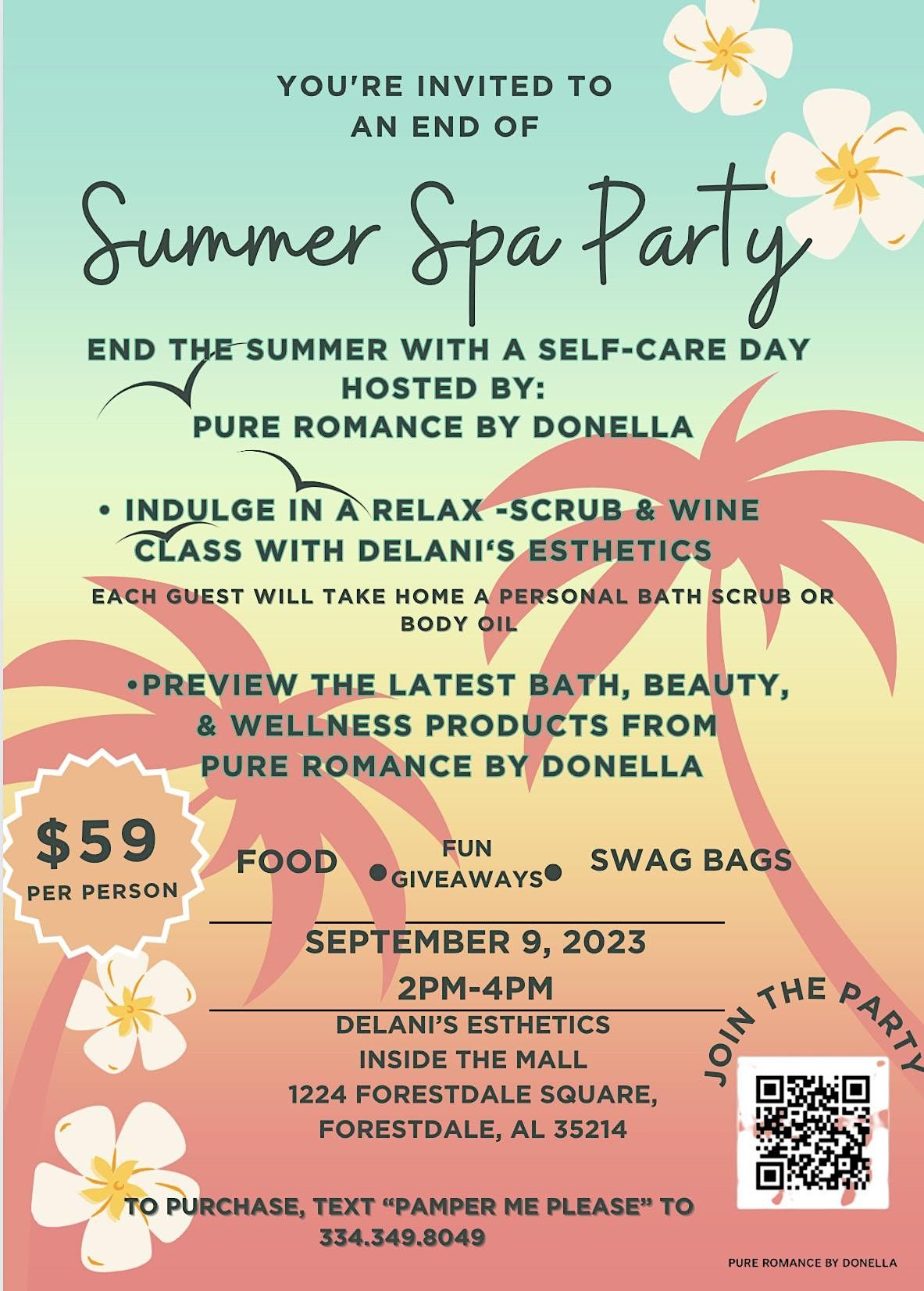 End of Summer Spa Party, Delani's Esthetics, Forestdale, 9 September ...