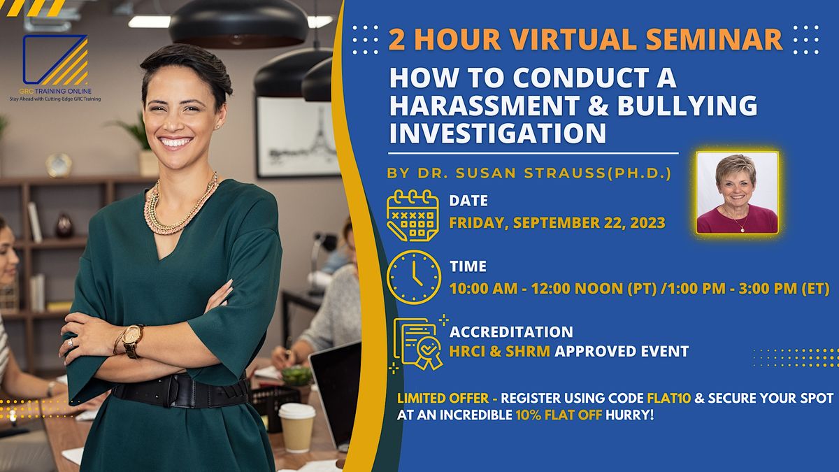 2hrs Virtual Seminar - How to Conduct a Harassment & Bullying ...
