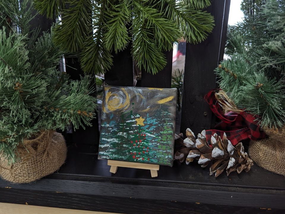 Yuletide Canvas - Mini Canvas Painting Night, Electrocuted Wood ...