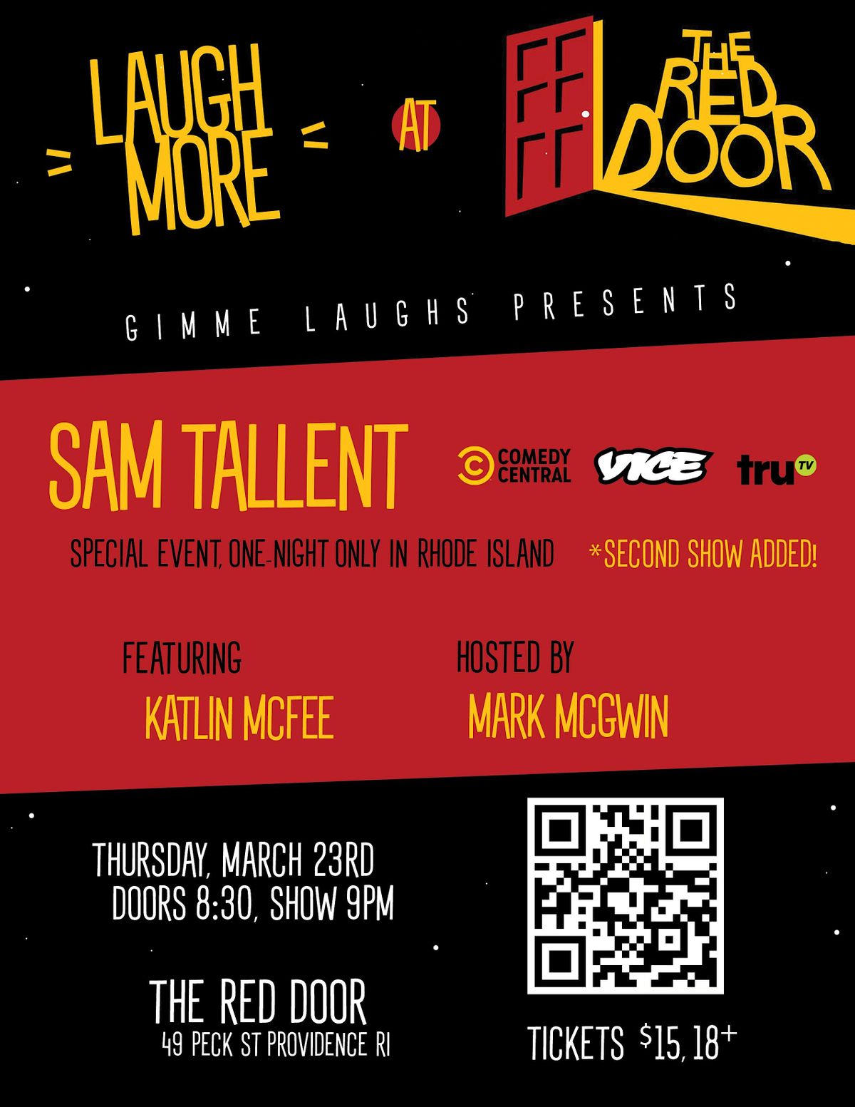 2nd Show Added - Sam Tallent (Comedy Central) at Red Door - One Night ...