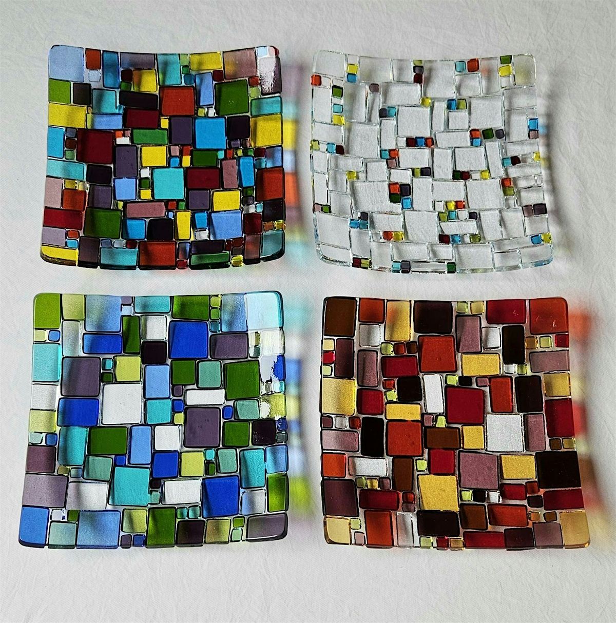Fused Glass Appetizer Tetris Plates, Paint ur Art Out gallery, Calgary ...