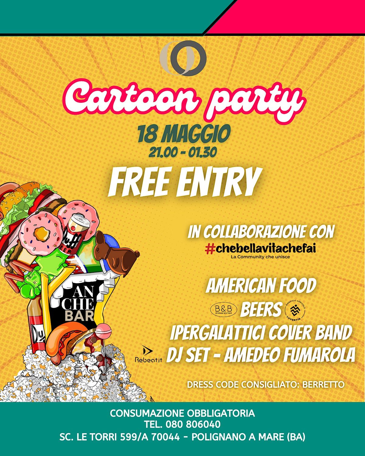Cartoon party, Oppure - Masseria Moderna, Polignano a mare, 18 May to ...