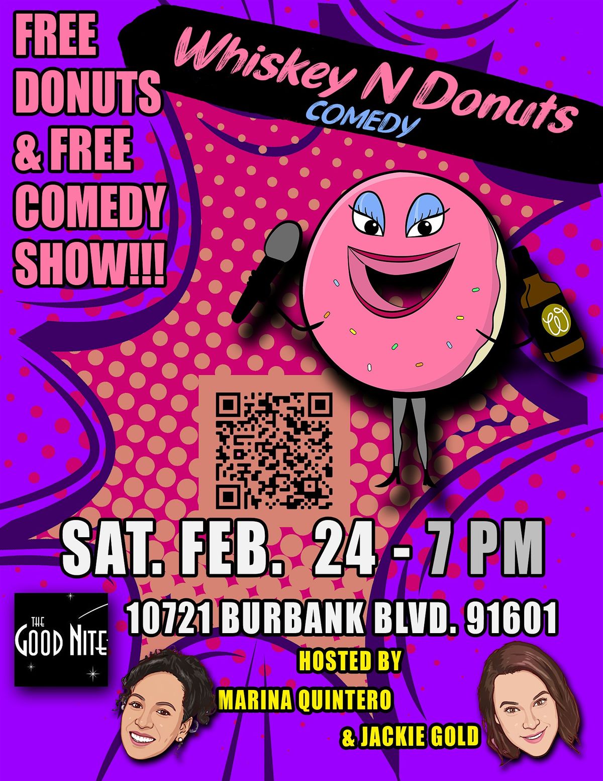 Whiskey N Donuts Stand Up Comedy Show, The Good Nite, Los Angeles, 24 ...