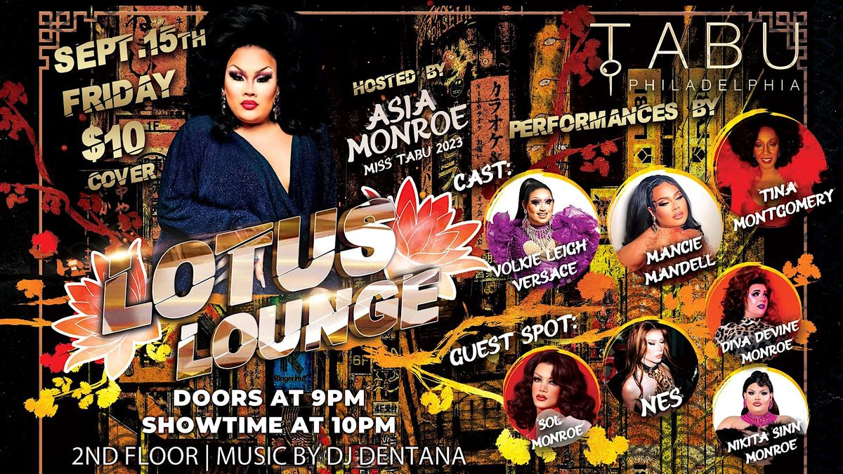 LOTUS LOUNGE, Tabu Lounge & Sports Bar, Philadelphia, 20 October to 21 ...