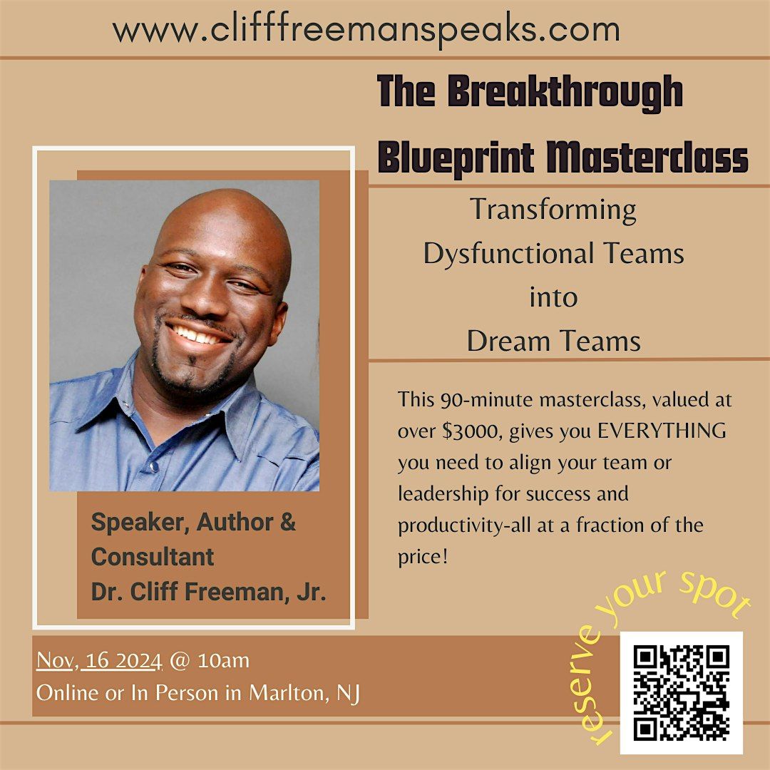The Breakthrough Blueprint Masterclass, 525 NJ-73, Evesham, 16 November ...
