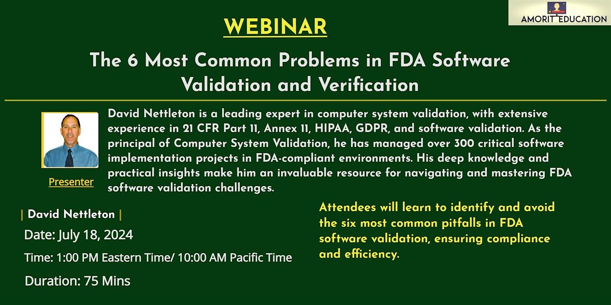 The 6 Most Common Problems in FDA Software Validation and Verification ...