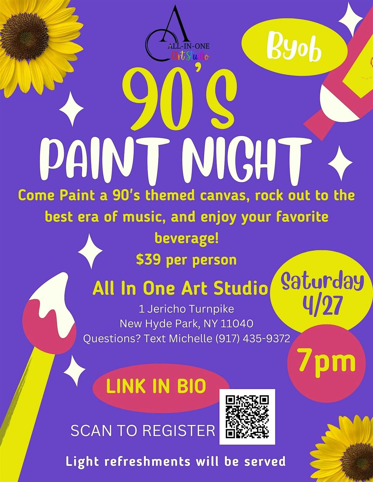 90s Paint Night, All-In-One Event Studio, New Hyde Park, 27 April to 27 ...