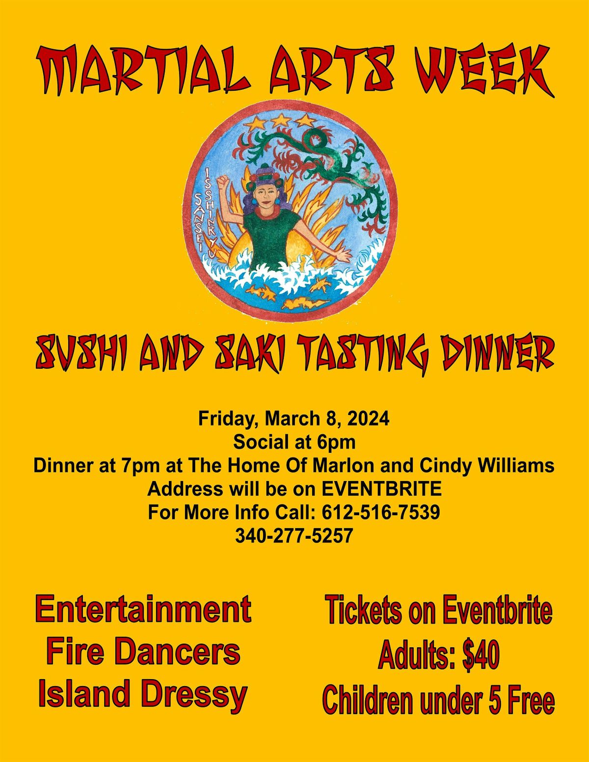Sunsu Dojo -Martial Arts Celebration Week- Sushi & Sake Tasting Dinner ...