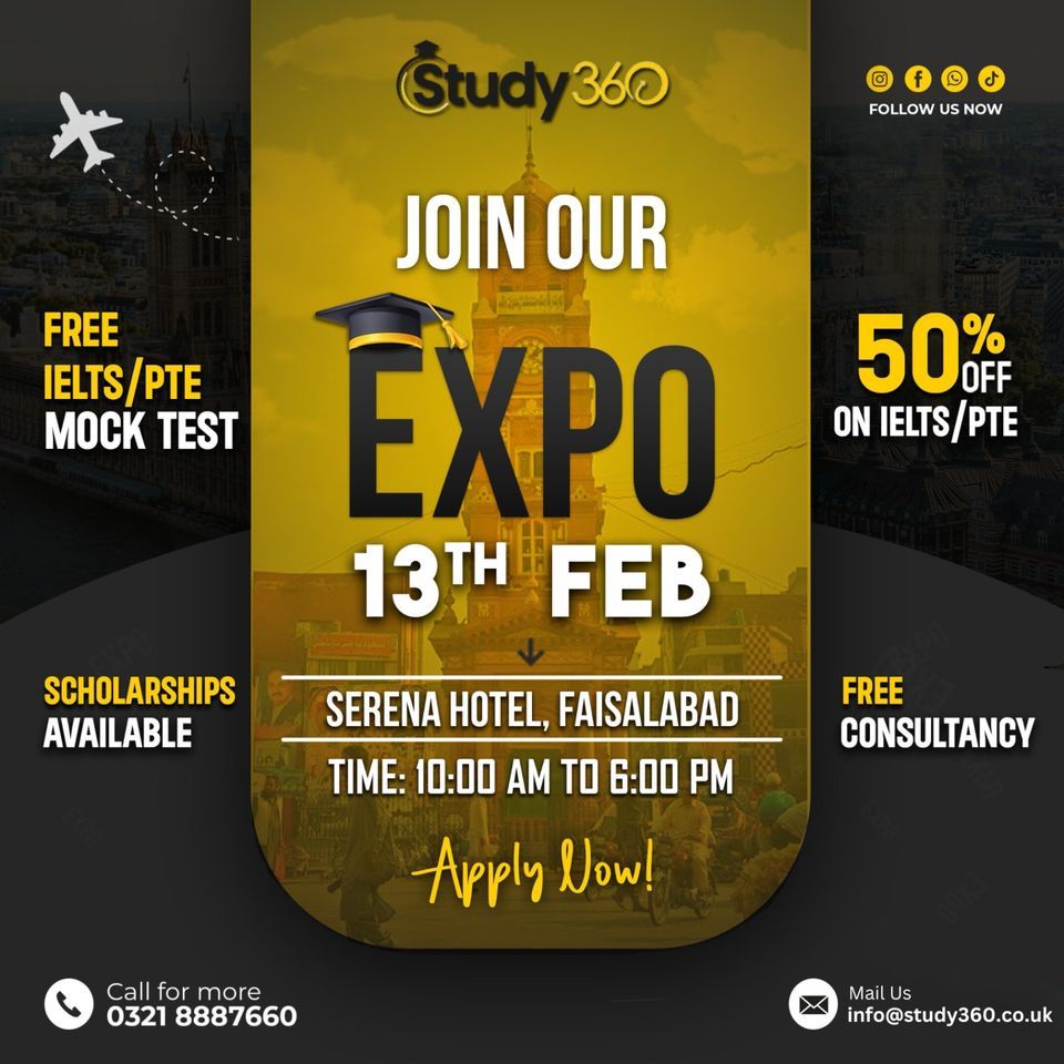 Study360 Mega Expo 2024, Serena Hotel Faisalabad, 13 February 2024 | AllEvents