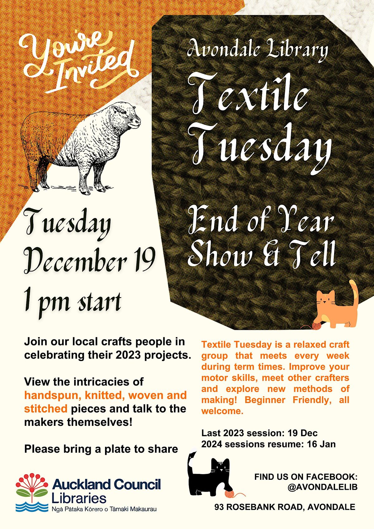 Textile Tuesday Show And Tell Avondale Library Auckland December 19