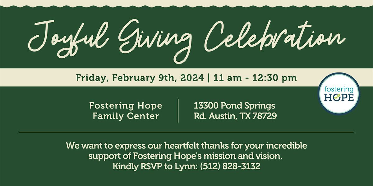 Joyful Giving Celebration, Fostering Hope Austin Family Center, 9 ...